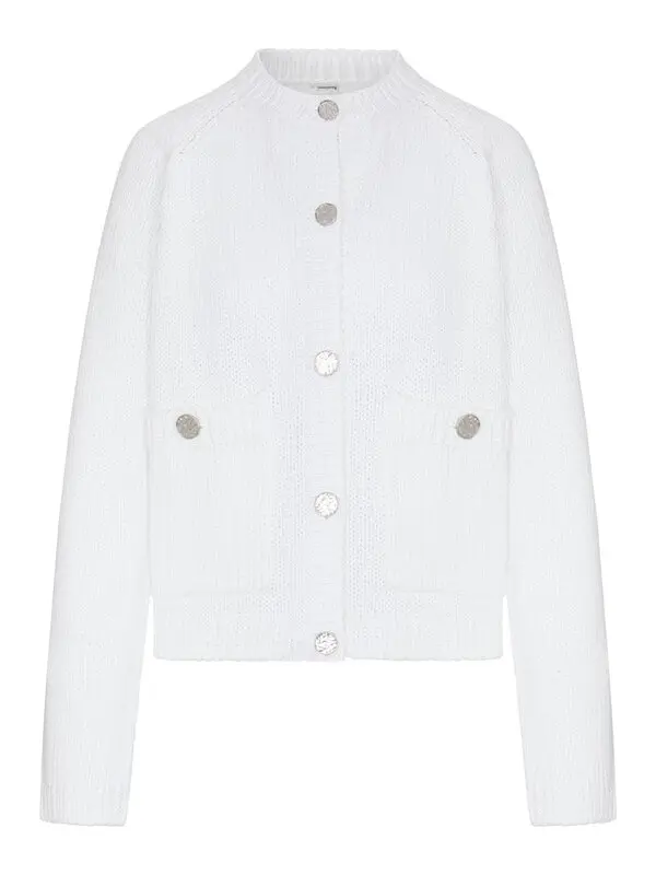 TOTEME Cotton Cardigan With Hammered-effect Buttons - White