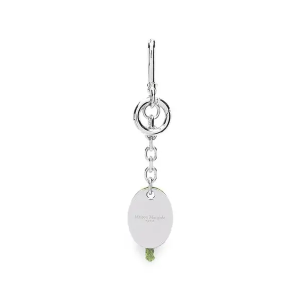 MAISON MARGIELA Dog Print Oval Pendant Key Charm - Silver