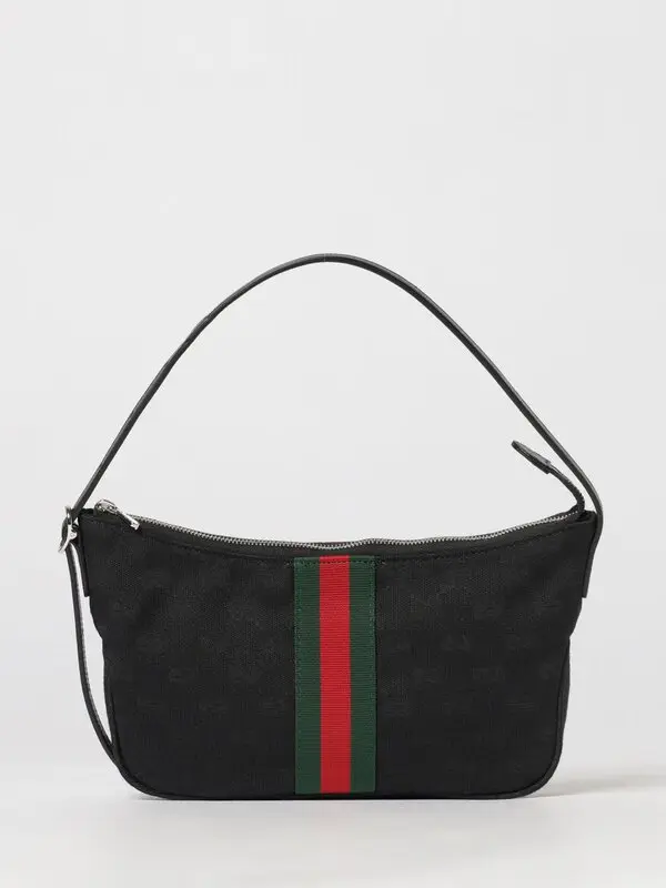 Gucci Lunetta Striped Gg Jacquard Fabric Mini Shoulder Bag - Black