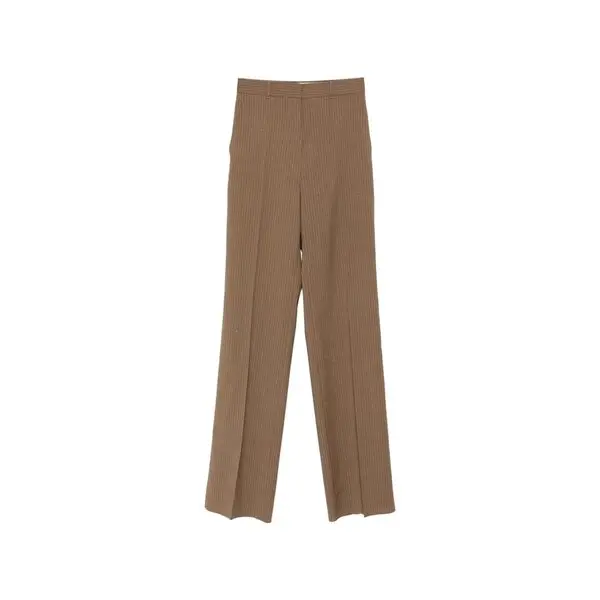 Max Mara Virgin Wool Striped Straight Trousers - Brown