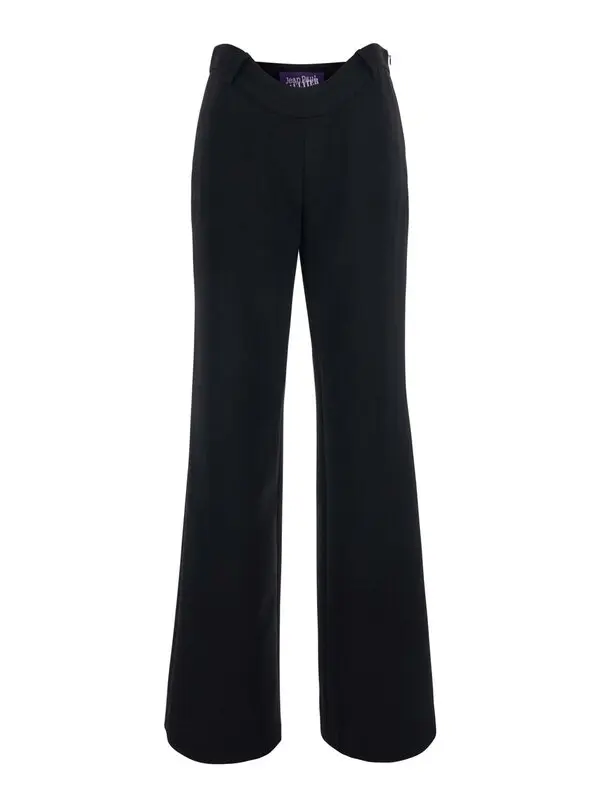 JEAN PAUL GAULTIER Black Pants With Wavy Waist In Tech Fabric For - Multicolor