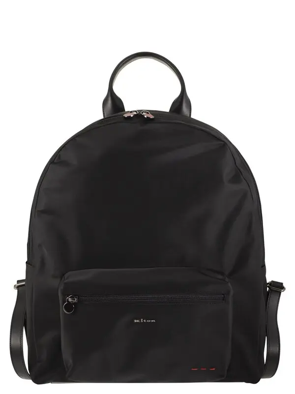 Kiton Technical Nylon And Calfskin Backpack