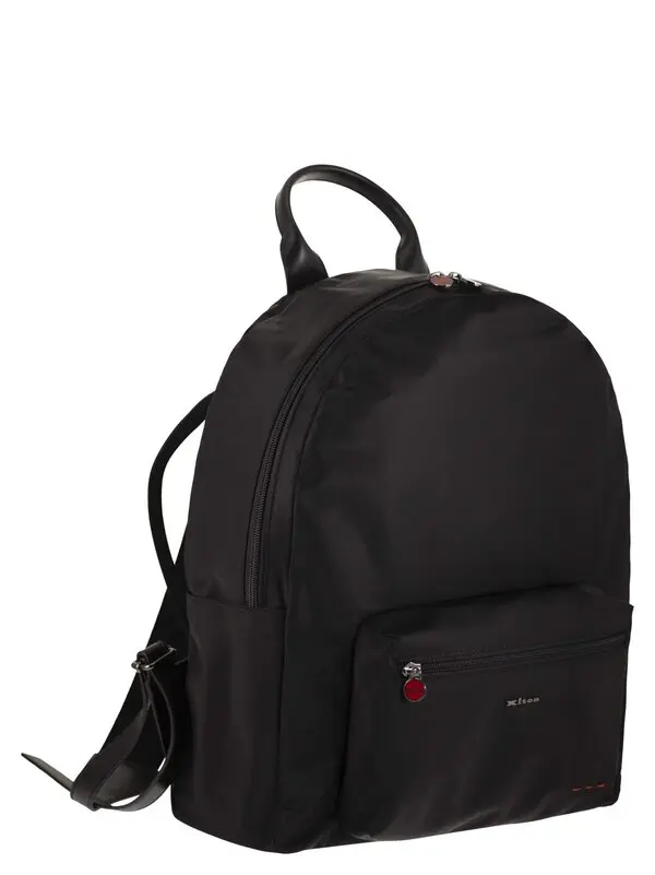 Kiton Technical Nylon And Calfskin Backpack - Black