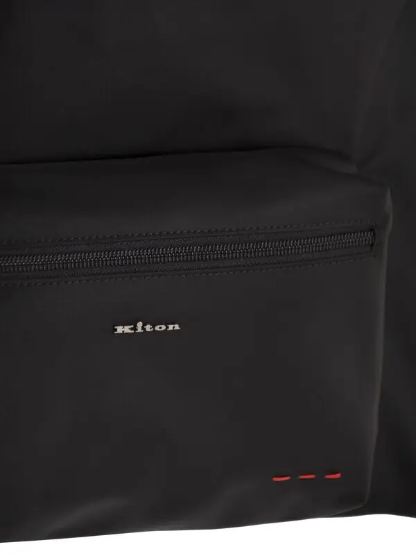Kiton Technical Nylon And Calfskin Backpack - Black