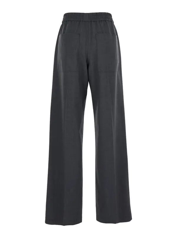 Brunello Cucinelli Grey Pants With Elasticized Waist In Stretch Wool Blend - Multicolor