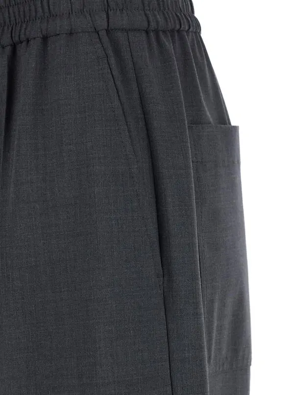 Brunello Cucinelli Grey Pants With Elasticized Waist In Stretch Wool Blend - Multicolor
