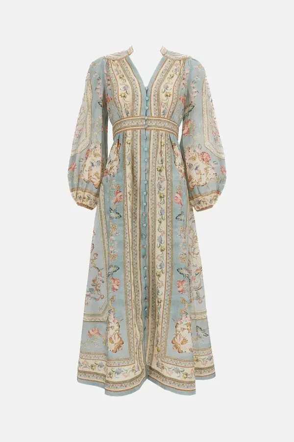 Zimmermann Roselight Plunge Midi Dress - Multicolor