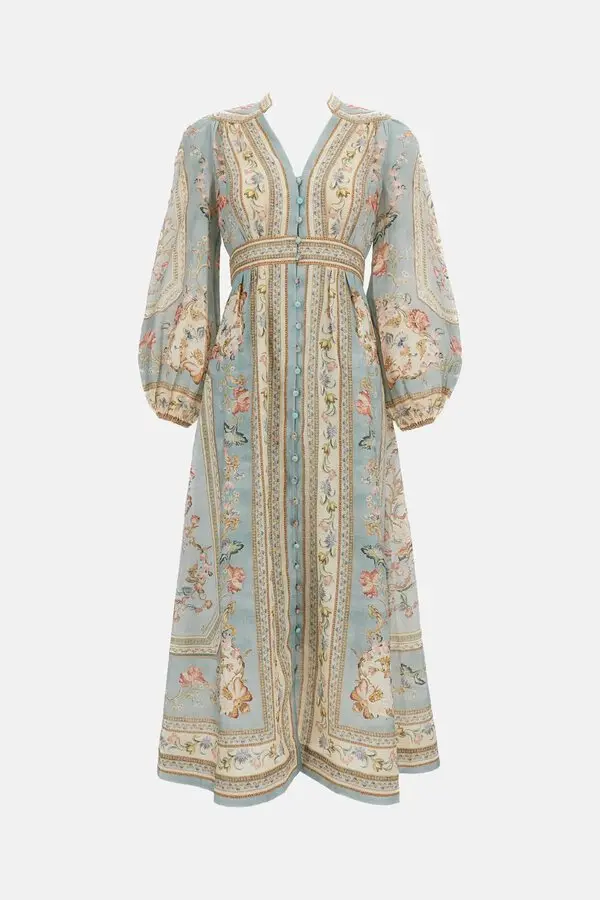 Zimmermann Roselight Plunge Midi Dress - Multicolor