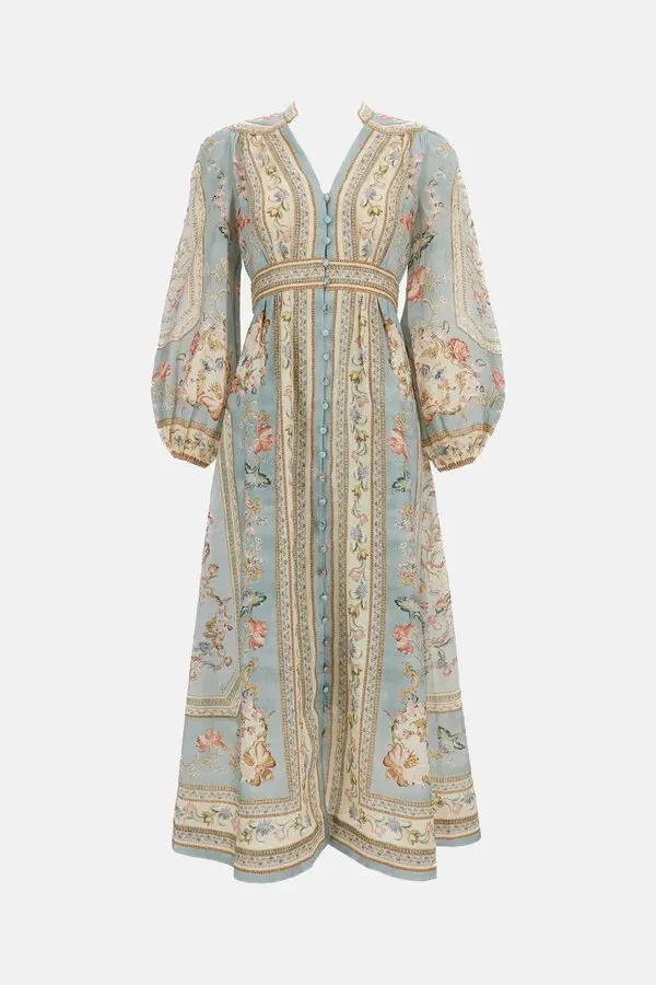 Zimmermann Roselight Plunge Midi Dress - Multicolor
