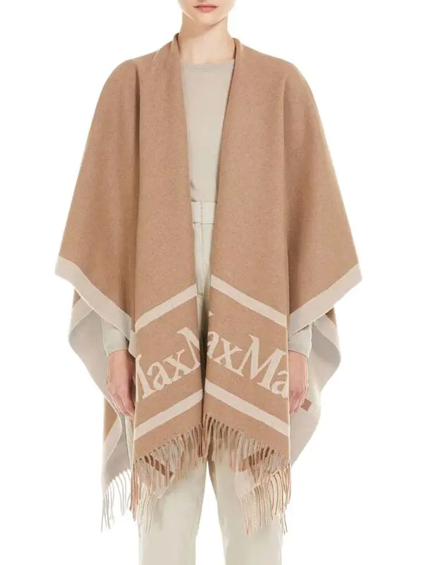 Max Mara Fringed Poncho - Brown