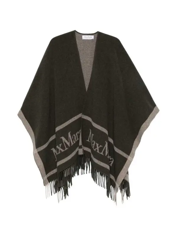 Max Mara Fringed Poncho - Brown