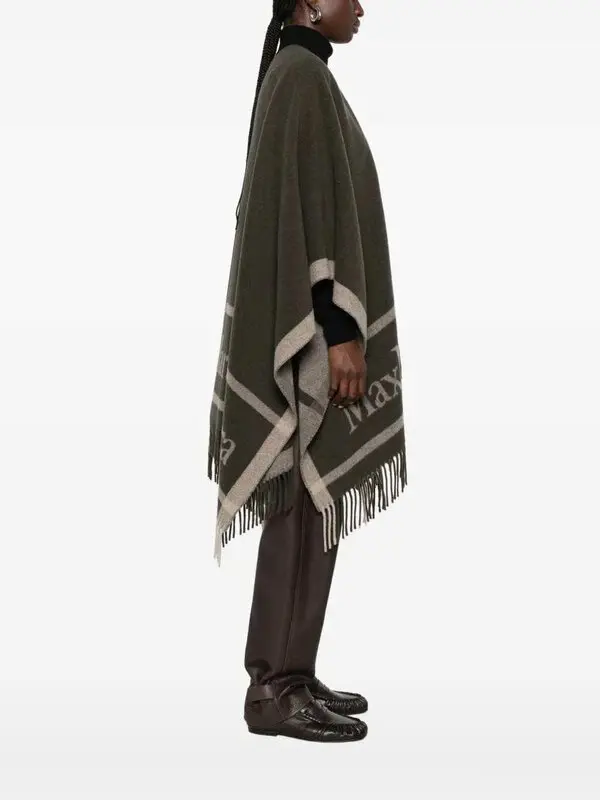 Max Mara Fringed Poncho - Brown