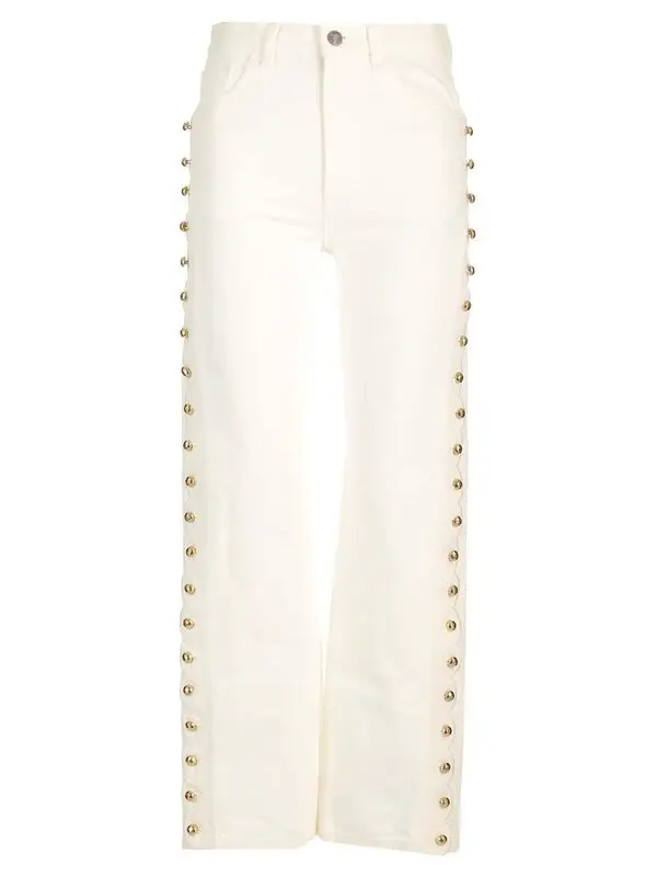 Chloé Cropped Jeans With Embellished Profile - White