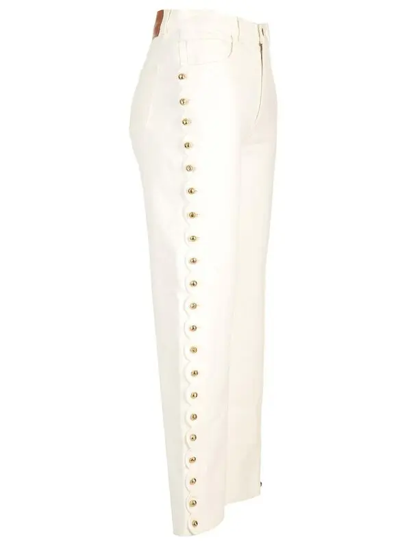 Chloé Cropped Jeans With Embellished Profile - White