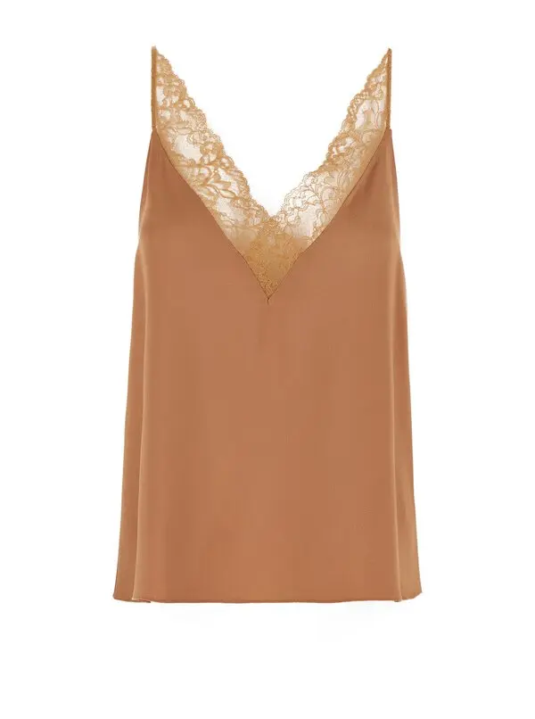 FORTE_FORTE V-neck Lace Detailed Sleeveless Top - Multicolor