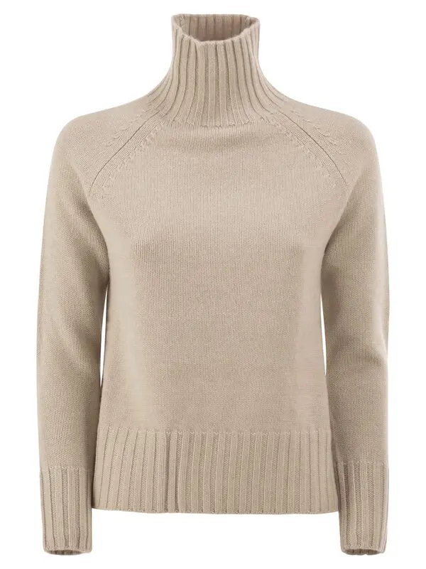 Max Mara Smmmantova Turtleneck In Wool And Cashmere Yarn - Multicolor