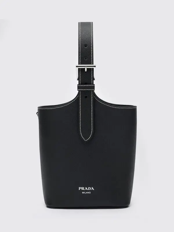 Prada Saffiano Leather Bucket Bag - Black