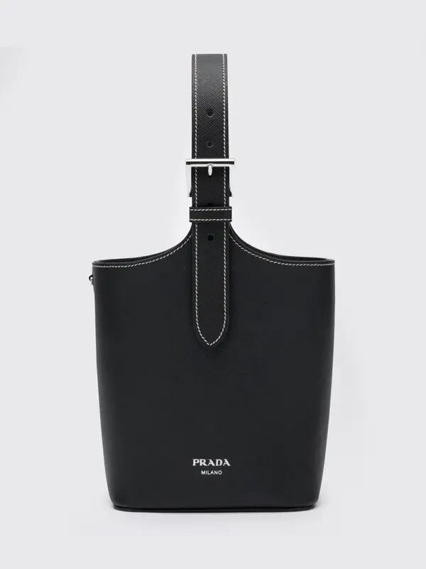 Prada Saffiano Leather Bucket Bag - Black