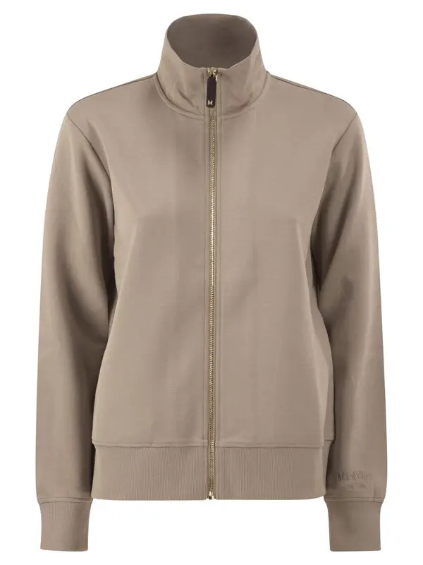Max Mara Carezza High-neck Zip-up Sweatshirt - Cream