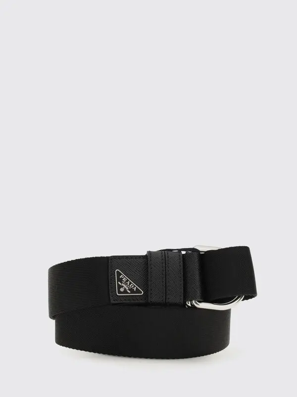 Prada Nylon And Saffiano Leather Belt - Black