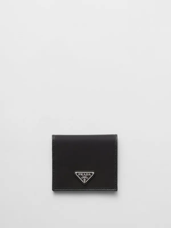Prada Re-nylon And Saffiano Leather Wallet - Black