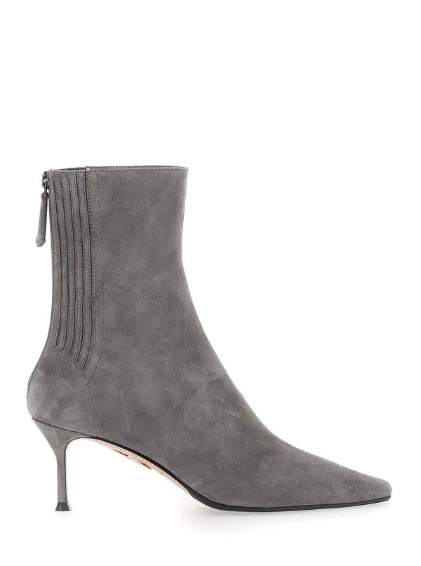 AQUAZZURA Saint Honore' Gray Ankle Boots With High Stiletto Heel In Suede For - Multicolor
