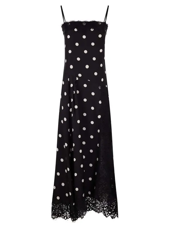 Sportmax Polka Dot Silk Midi Dress - Black