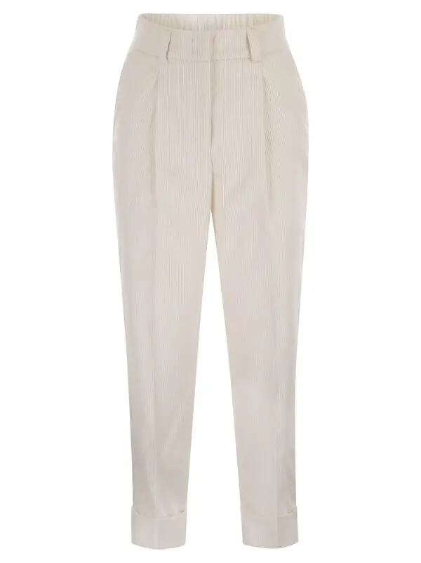 Peserico 500-stripe Velvet Trousers - Cream