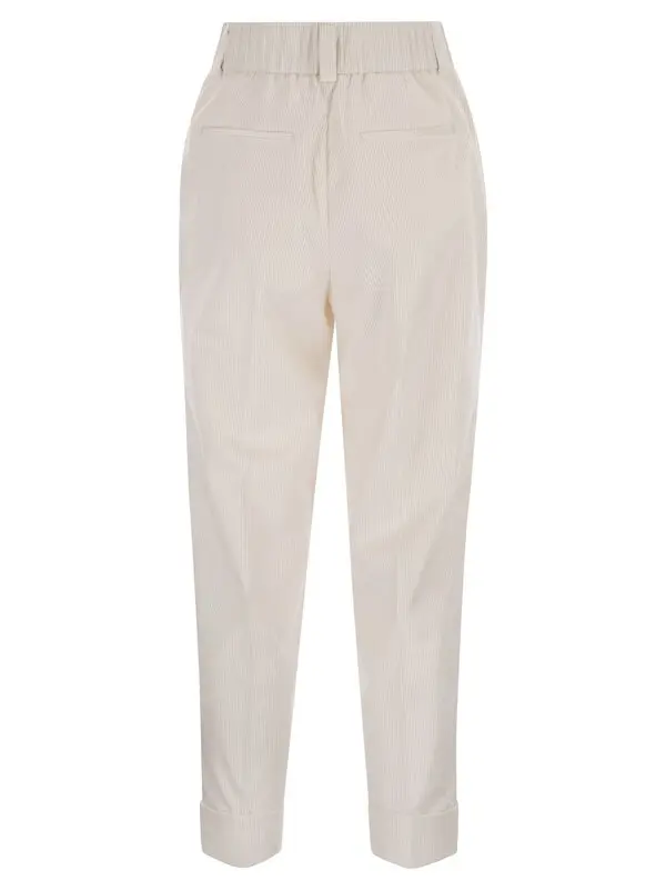 Peserico 500-stripe Velvet Trousers - Cream