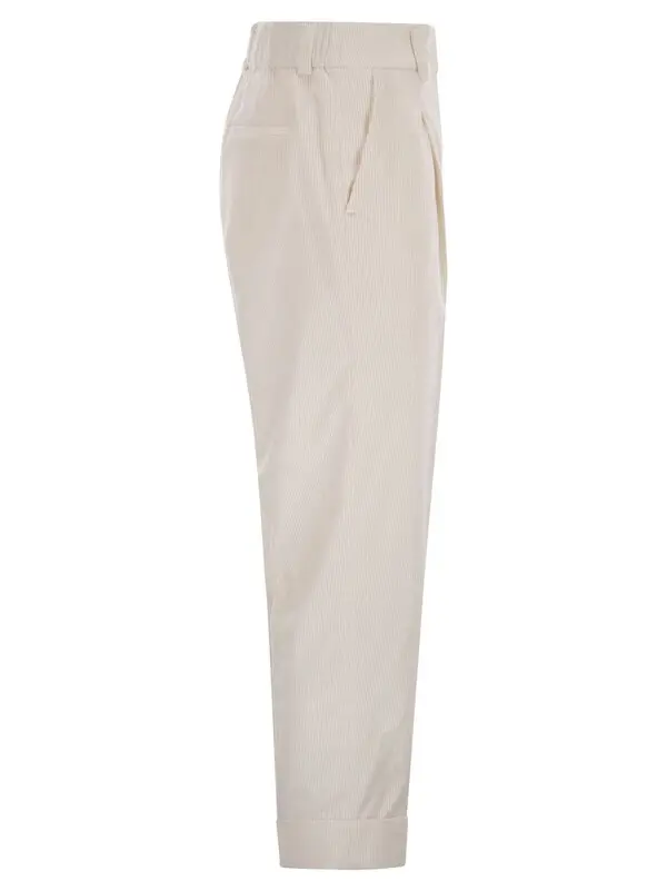 Peserico 500-stripe Velvet Trousers - Cream