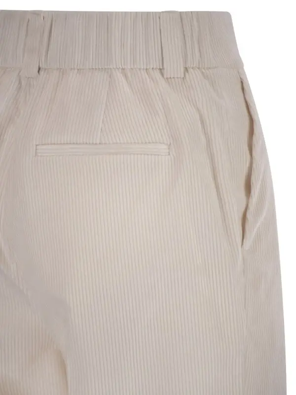 Peserico 500-stripe Velvet Trousers - Cream