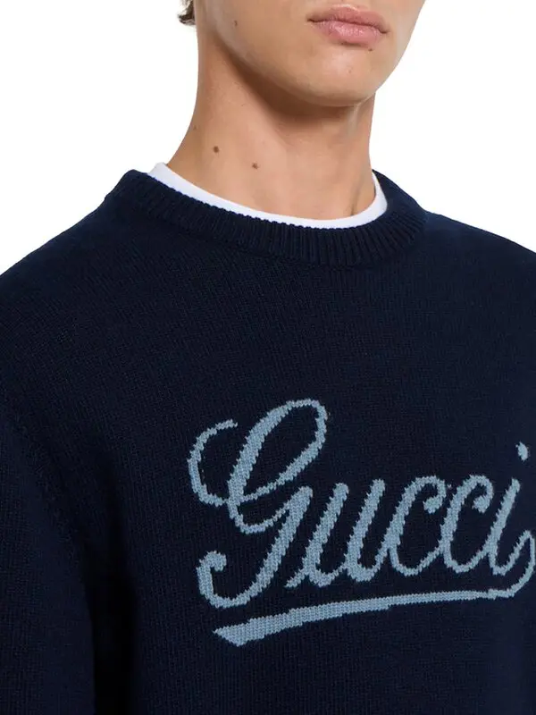 Gucci Wool Sweater With Contrasting Front Logo