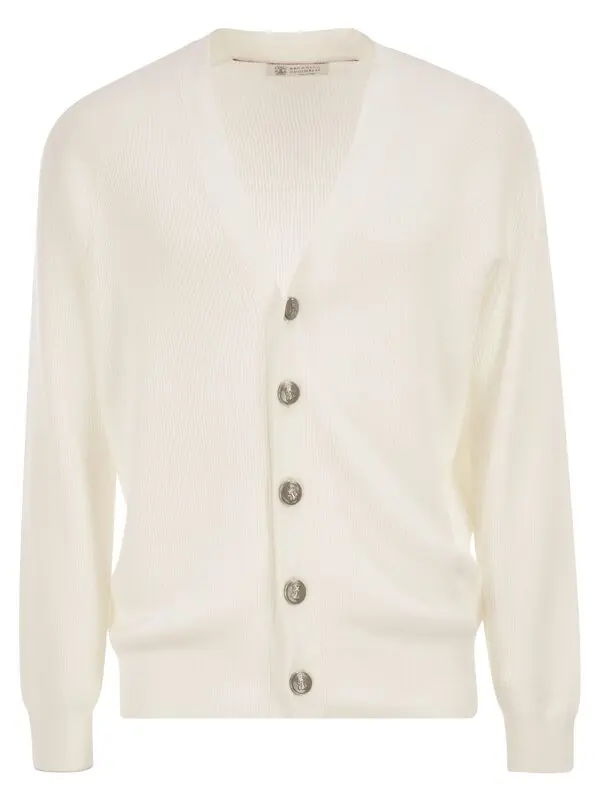 Brunello Cucinelli English Coast Cotton Cardigan With Raglan Sleeves - White