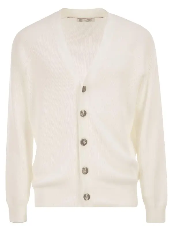 Brunello Cucinelli English Coast Cotton Cardigan With Raglan Sleeves - White