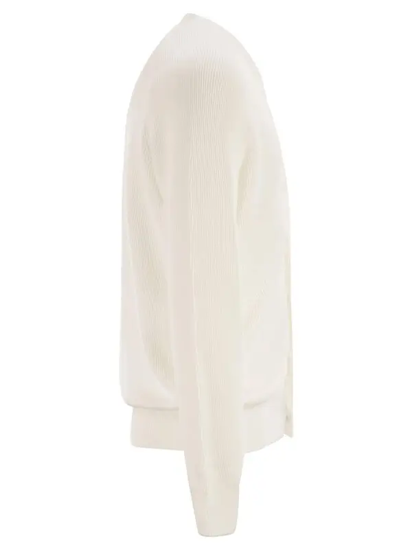 Brunello Cucinelli English Rib Cotton Cardigan - White