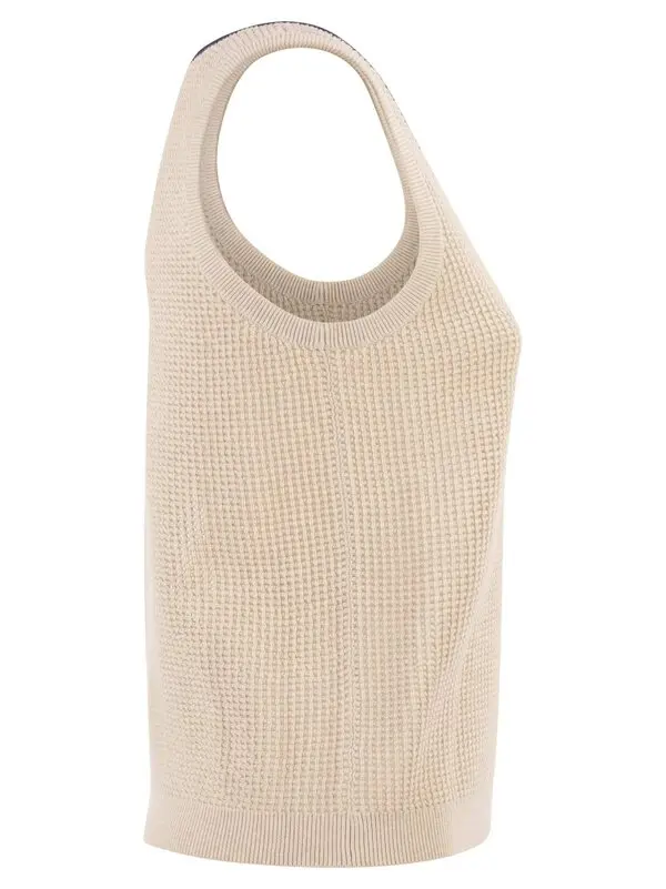 Brunello Cucinelli Cotton Mesh Knit Top - Multicolor