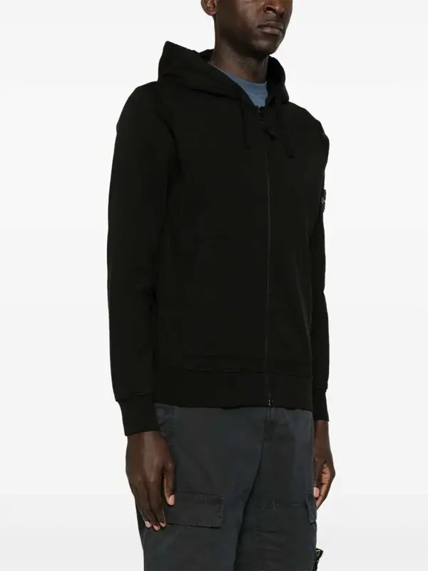 Stone Island Zip-up Hoodie With Brand Logo Patch