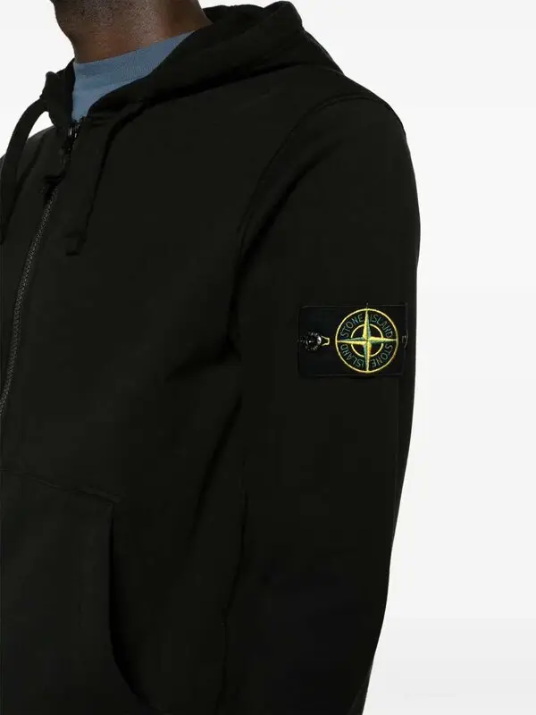 Stone Island Zip-up Hoodie With Brand Logo Patch