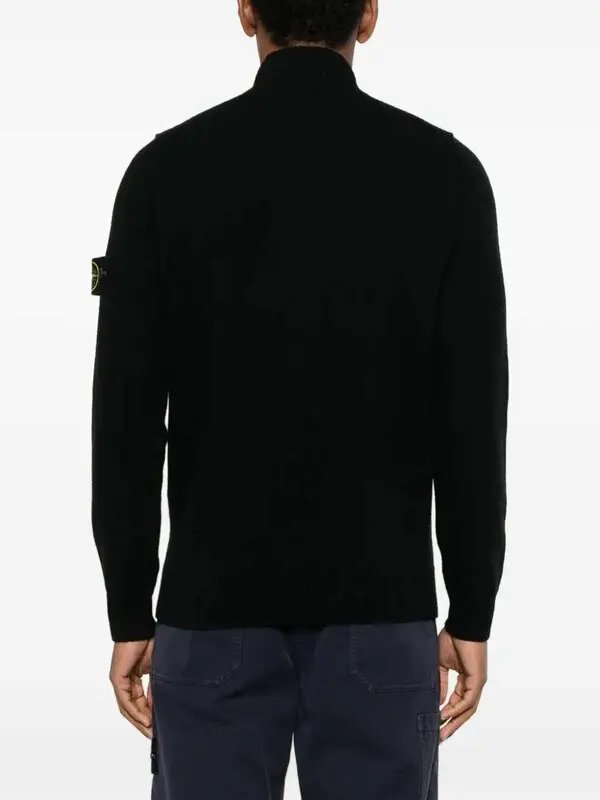 Stone Island Button-detail High-neck Sweater - Black