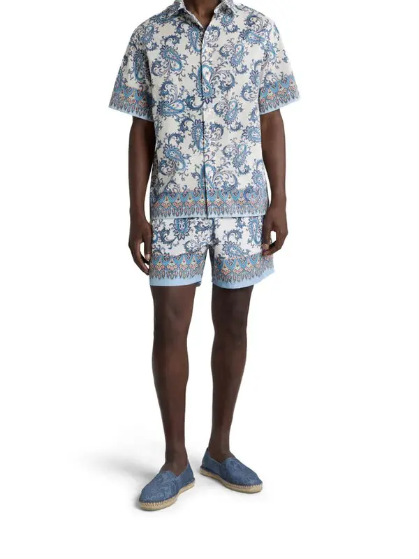Etro Oversized Cotton Muslin Shirt With Floral Paisley Pattern - Multicolor