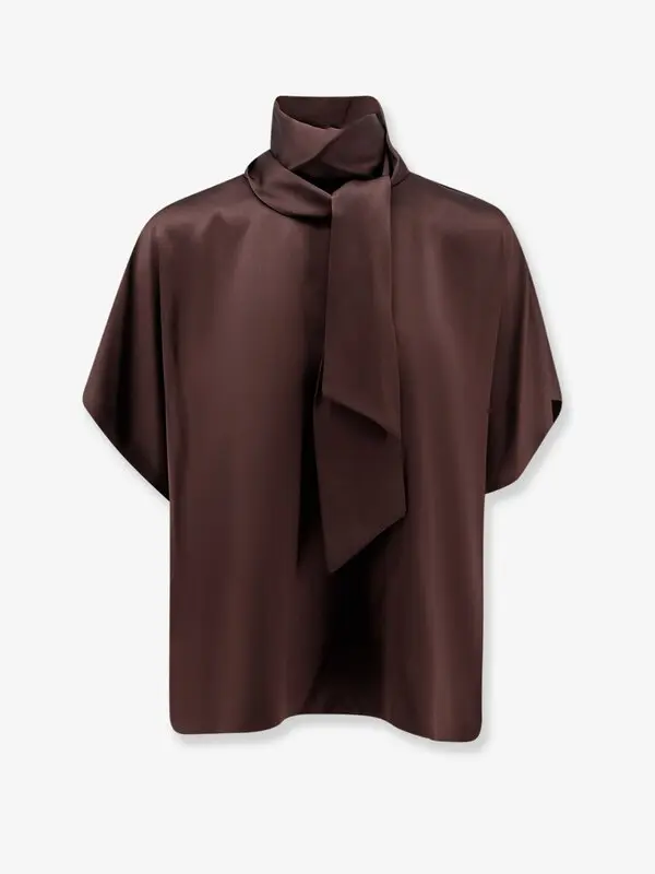 Brunello Cucinelli Silk High Neck Top - Brown