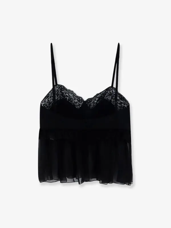 Chloé Silk Top With Lace Profiles