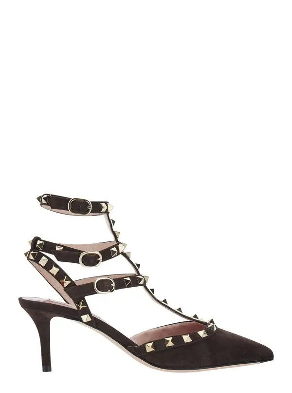 Valentino Garavani Brown Pumps All-over Rockstud In Suede For - Multicolor