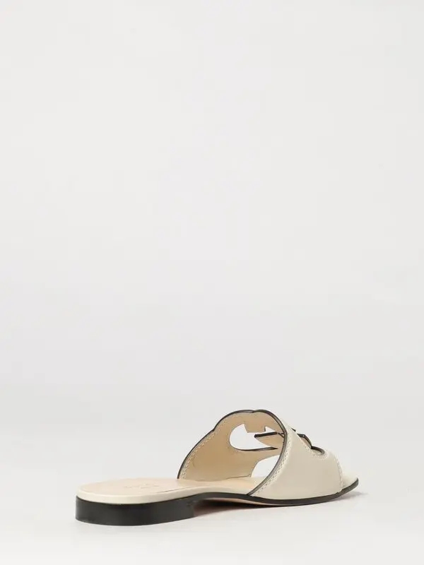 Gucci Smooth Leather Mules With Gg Monogram And Square Toe - White