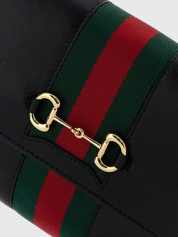 Gucci Leather Horsebit Web Cross Body Wallet