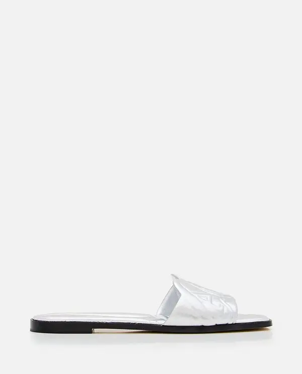 Alexander McQueen Flat Leather Slide Sandal - Multicolor