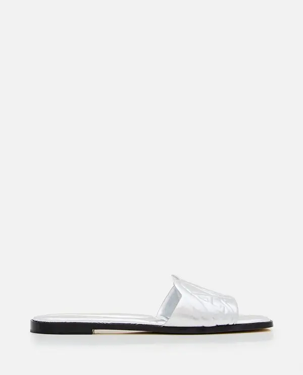 Alexander McQueen Flat Leather Slide Sandal - Multicolor