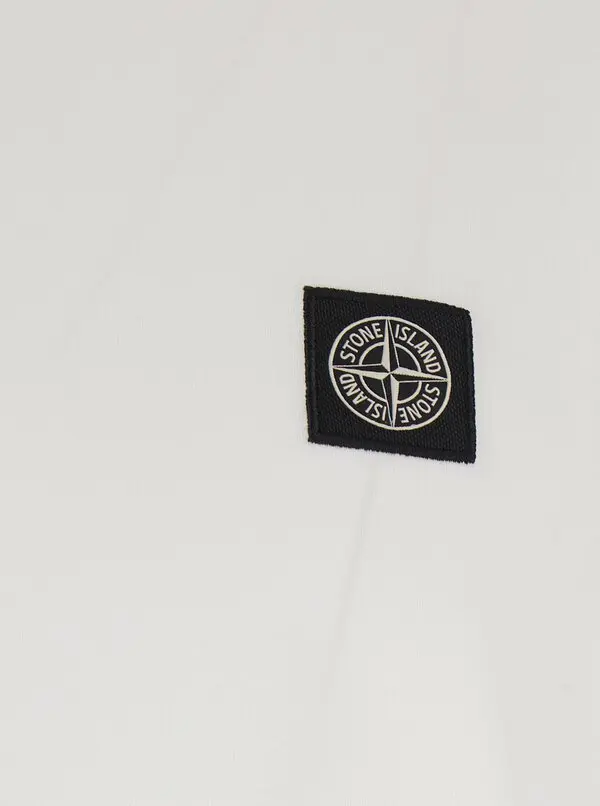 Stone Island Crew Neck T-shirt With Logo Patch On The Front In Cotton For - White