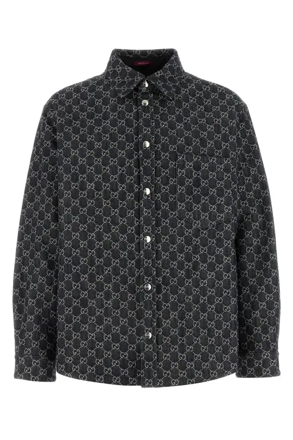 Gucci Embrodiered Denim Reversible Shirt - Multicolor