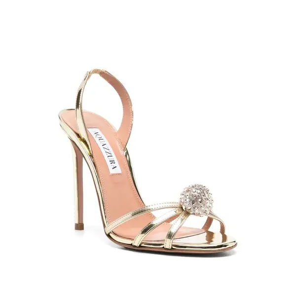 AQUAZZURA Metallic Crystal-embellished Strappy Stiletto Sandals